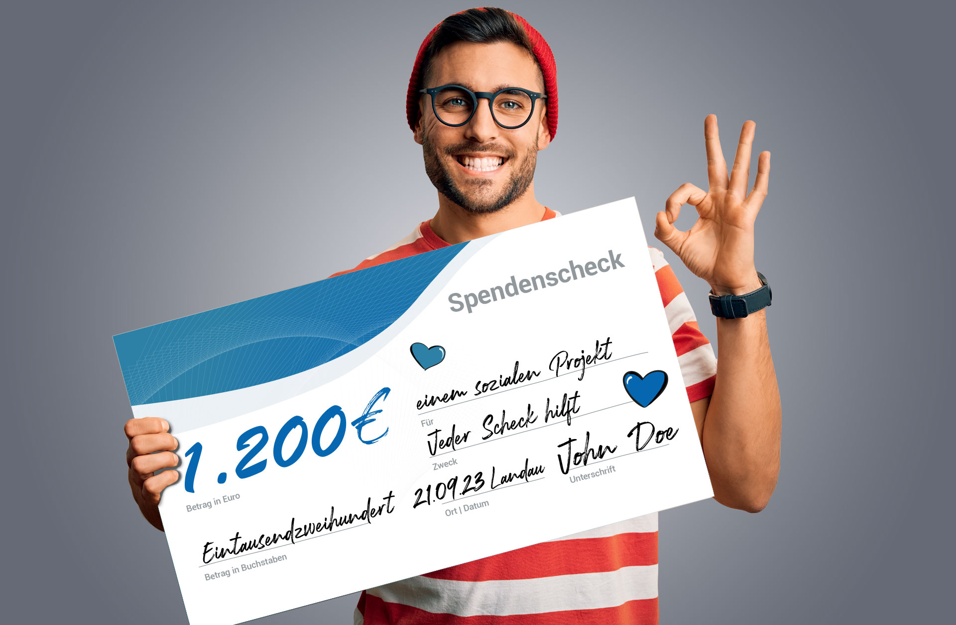 Spendenscheck ohne Eindruck | Übergabescheck ohne Eindruck