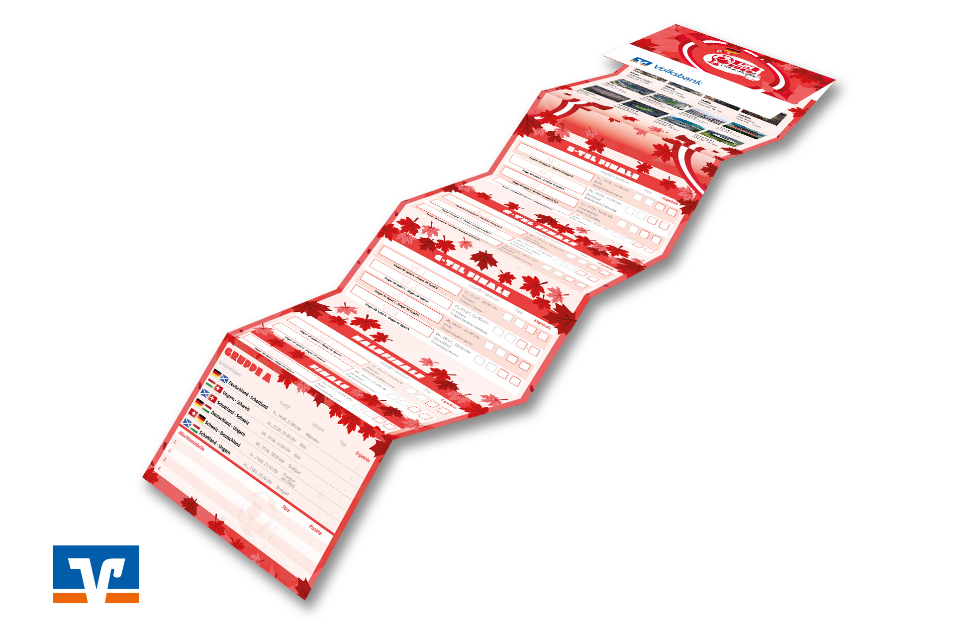 Fußball WM 2026 | Spielplan Leporello Flyer Volksbank